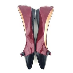 Shoes | Burgundy Black Patent Pointed Toe Flats Bow 36 | Poshmark
